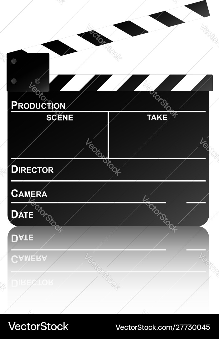 Clapper board reflection Royalty Free Vector Image