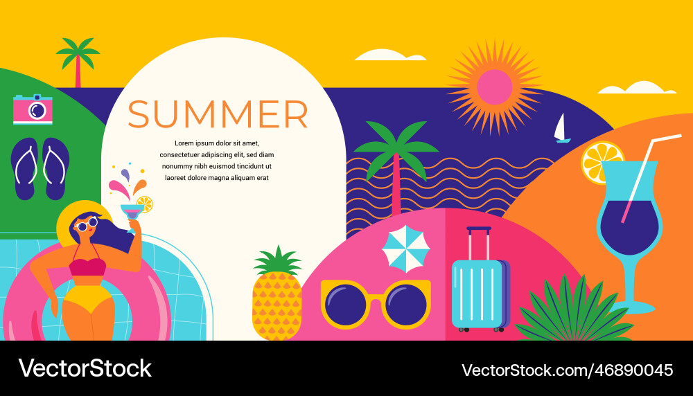 Colorful geometric summer background poster Vector Image