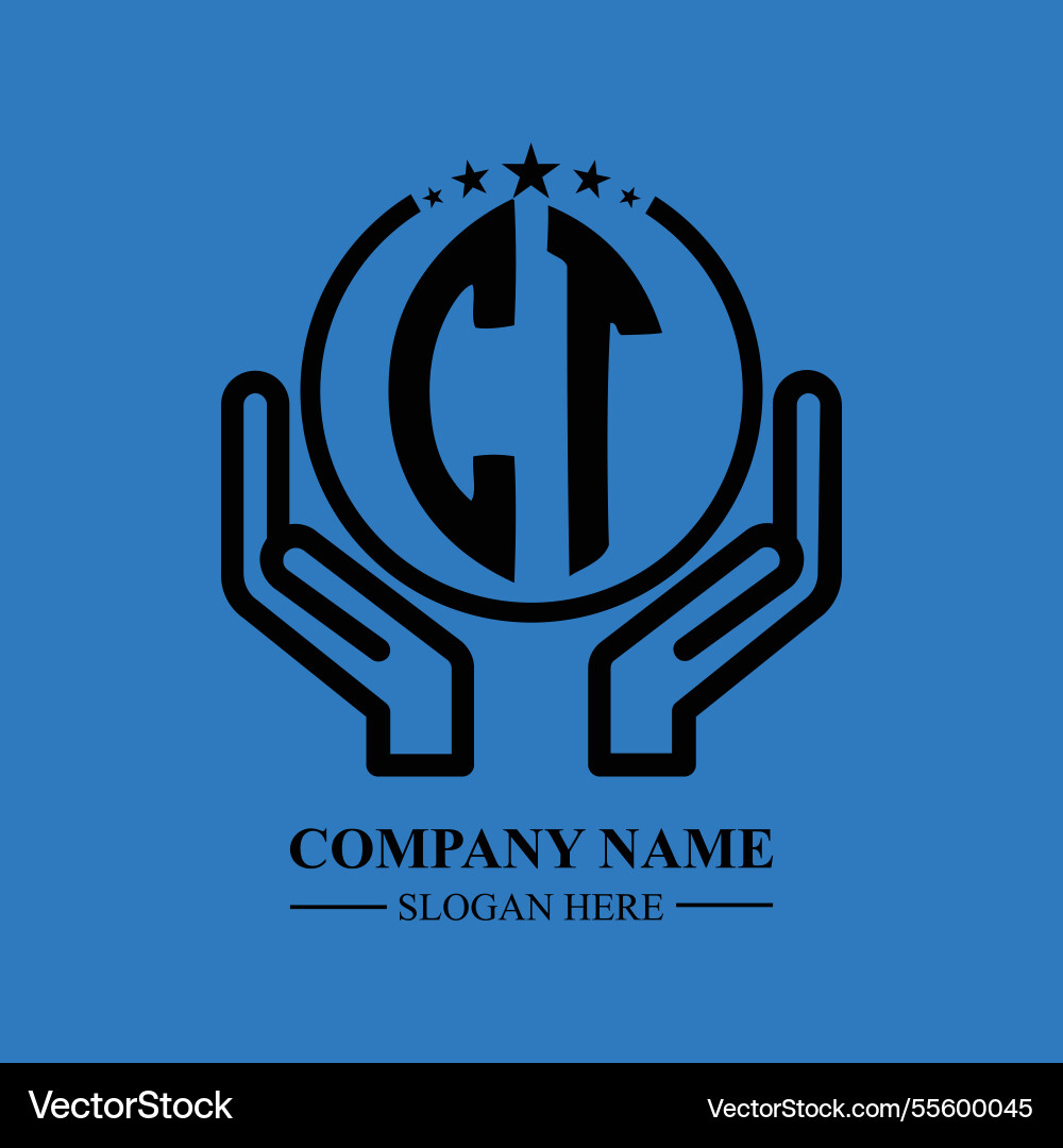Ct initials modern logo design featuring held Vector Image