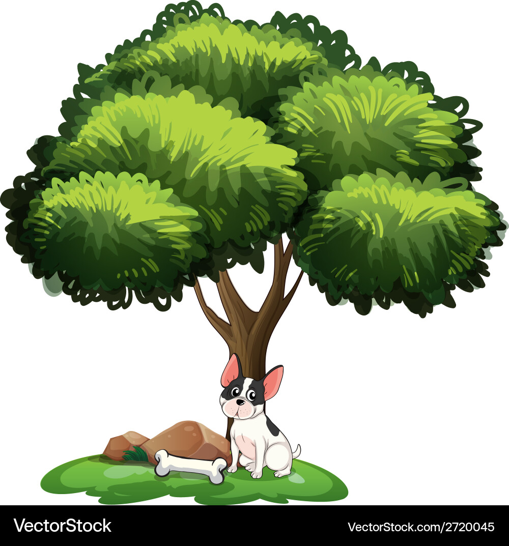 Dog under tree Royalty Free Vector Image - VectorStock