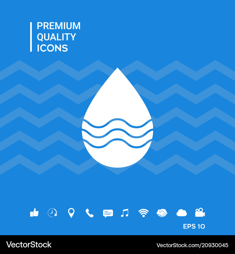 Drop icon with waves Royalty Free Vector Image