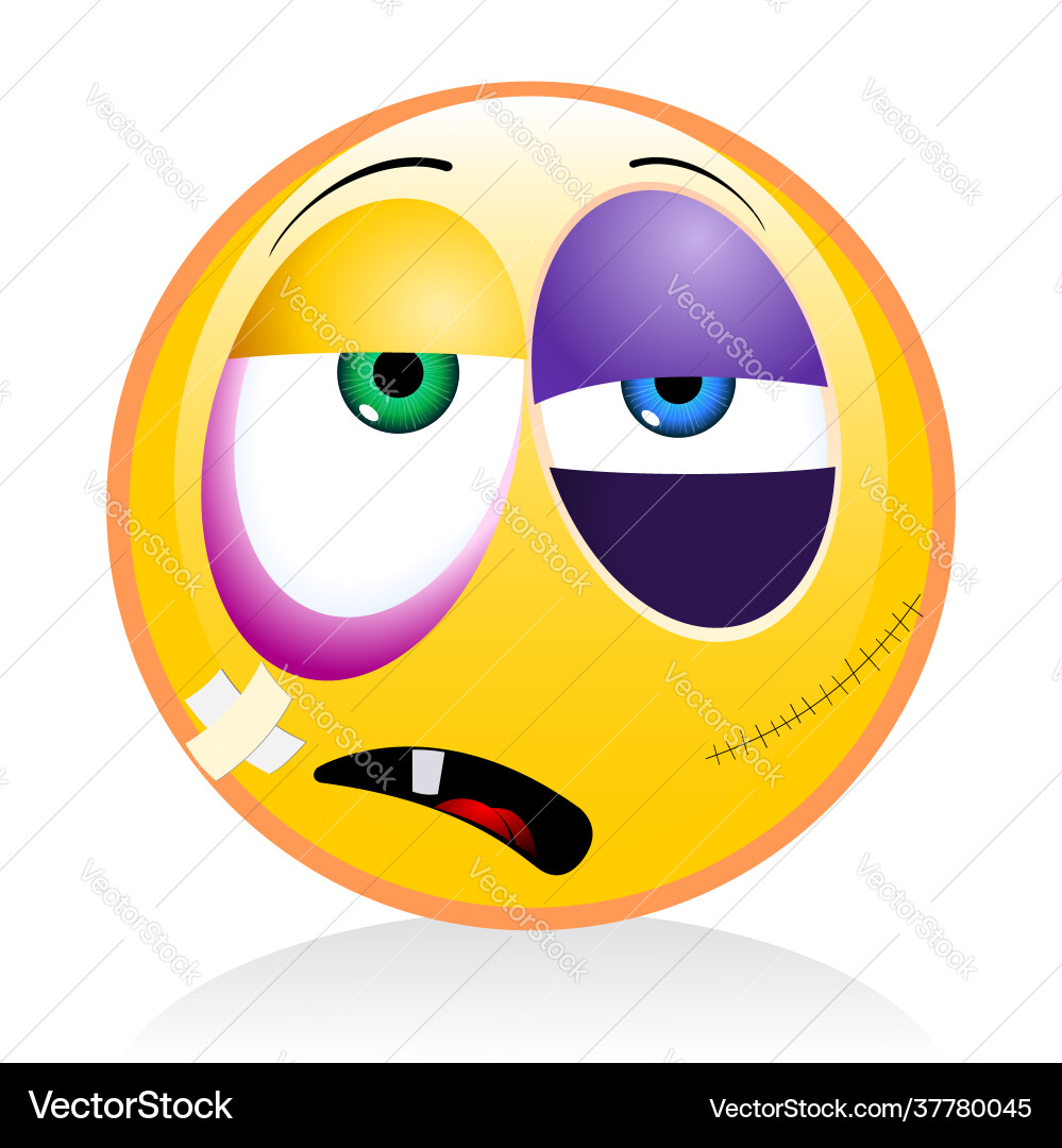 Emoji emoticon - beaten-up Royalty Free Vector Image