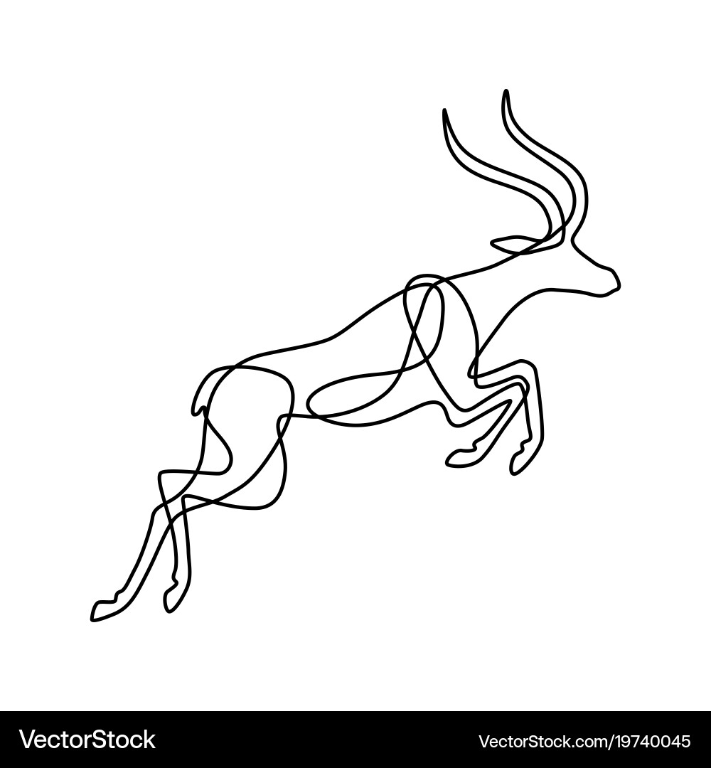 Endless line art of antelope Royalty Free Vector Image