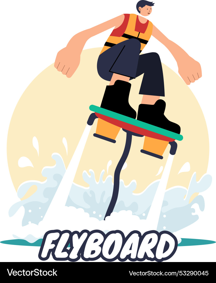 Flyboard featuring people riding a jet pack Vector Image