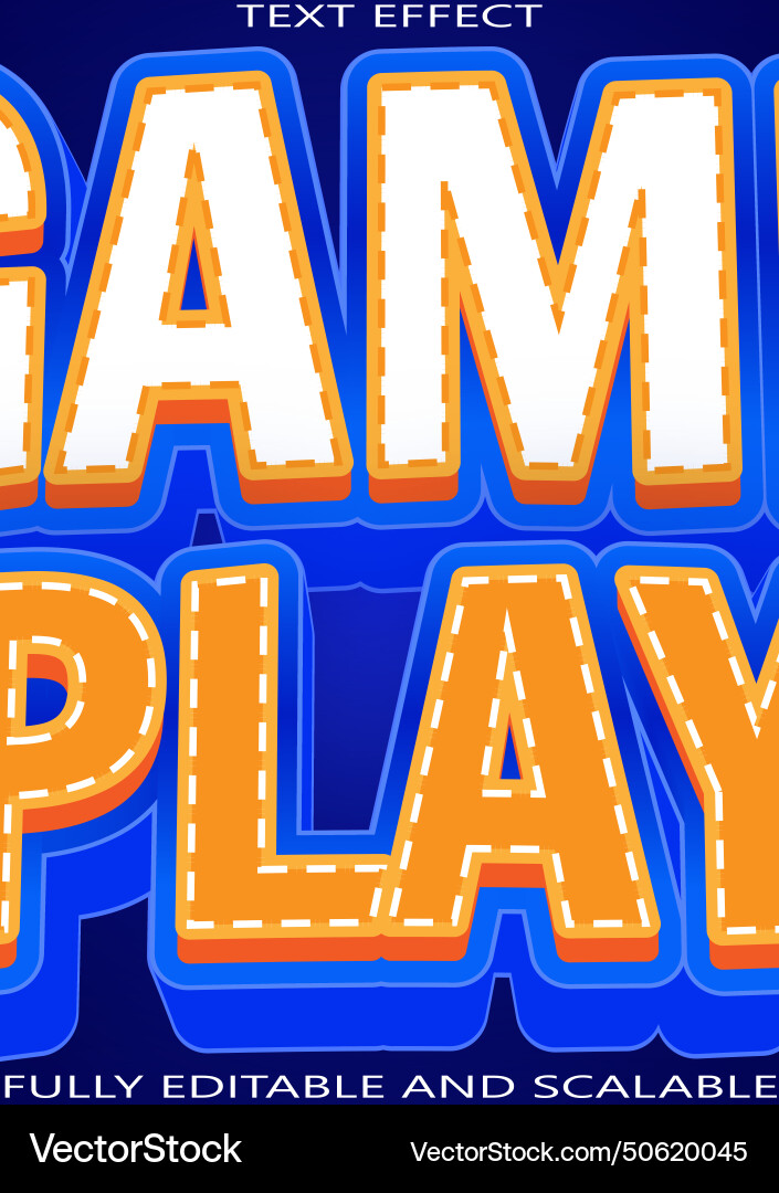 Game play editable text effect 3 dimension emboss Vector Image