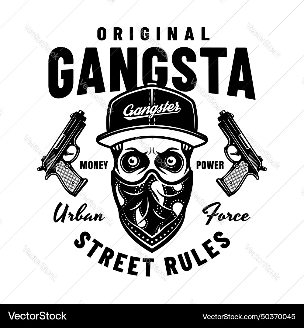 Gangster emblem in monochrome style Royalty Free Vector