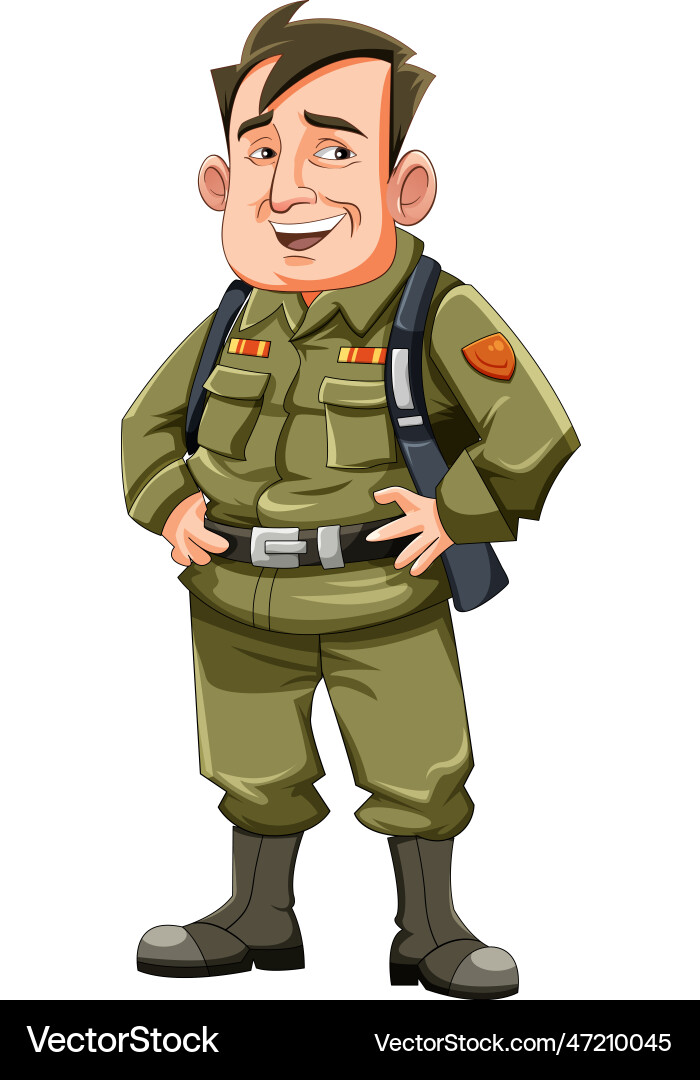 General army cartoon character Royalty Free Vector Image