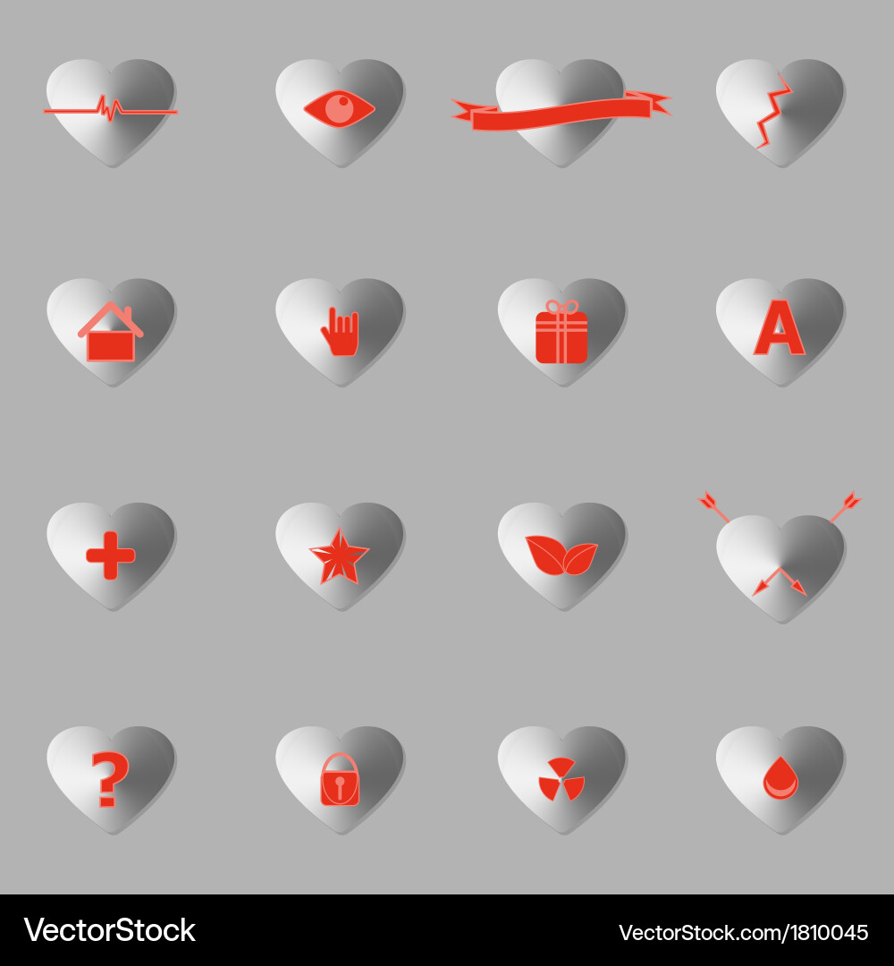 General symbol in heart shape icons with shadow Vector Image