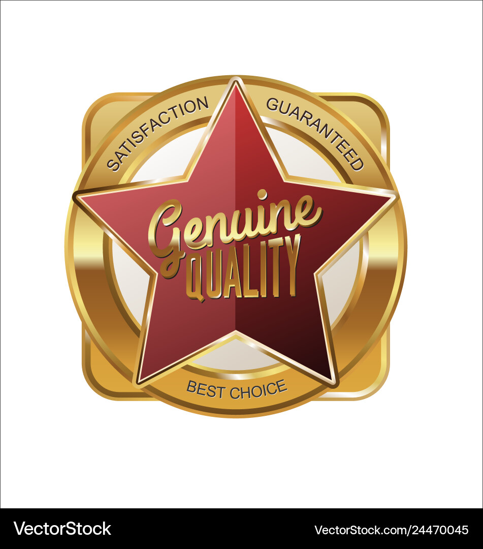 Genuine quality golden label Royalty Free Vector Image