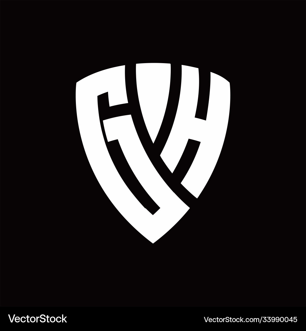 Gh logo monogram with shield elements shape Vector Image