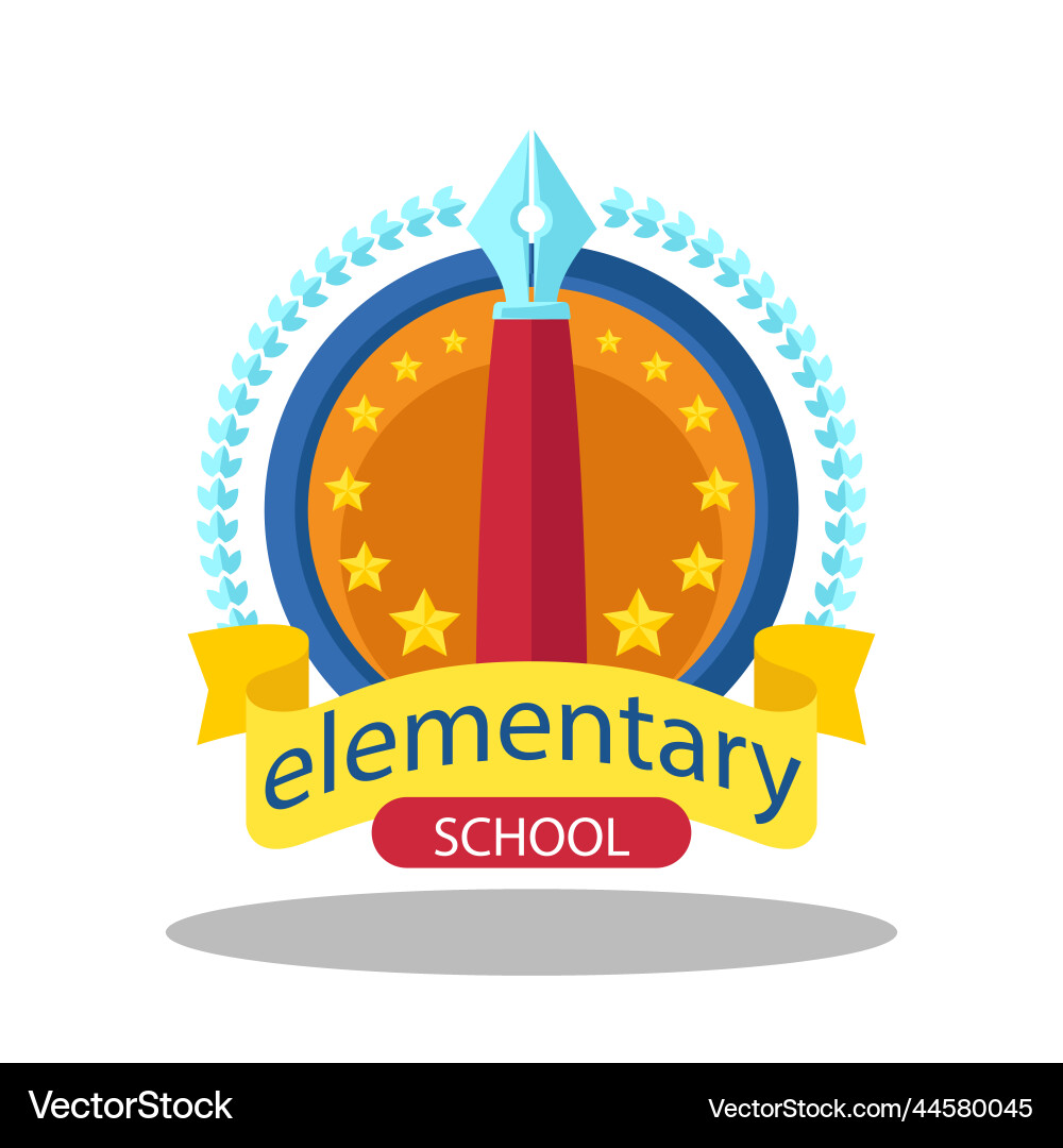Hand drawn pen elementary school logo Royalty Free Vector