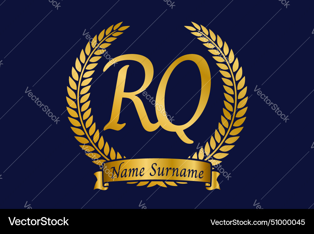 Initial letter r and q rq monogram logo design Vector Image