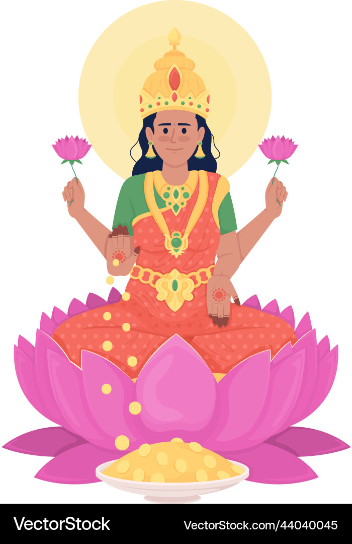 Lakshmi goddess semi flat color character Vector Image