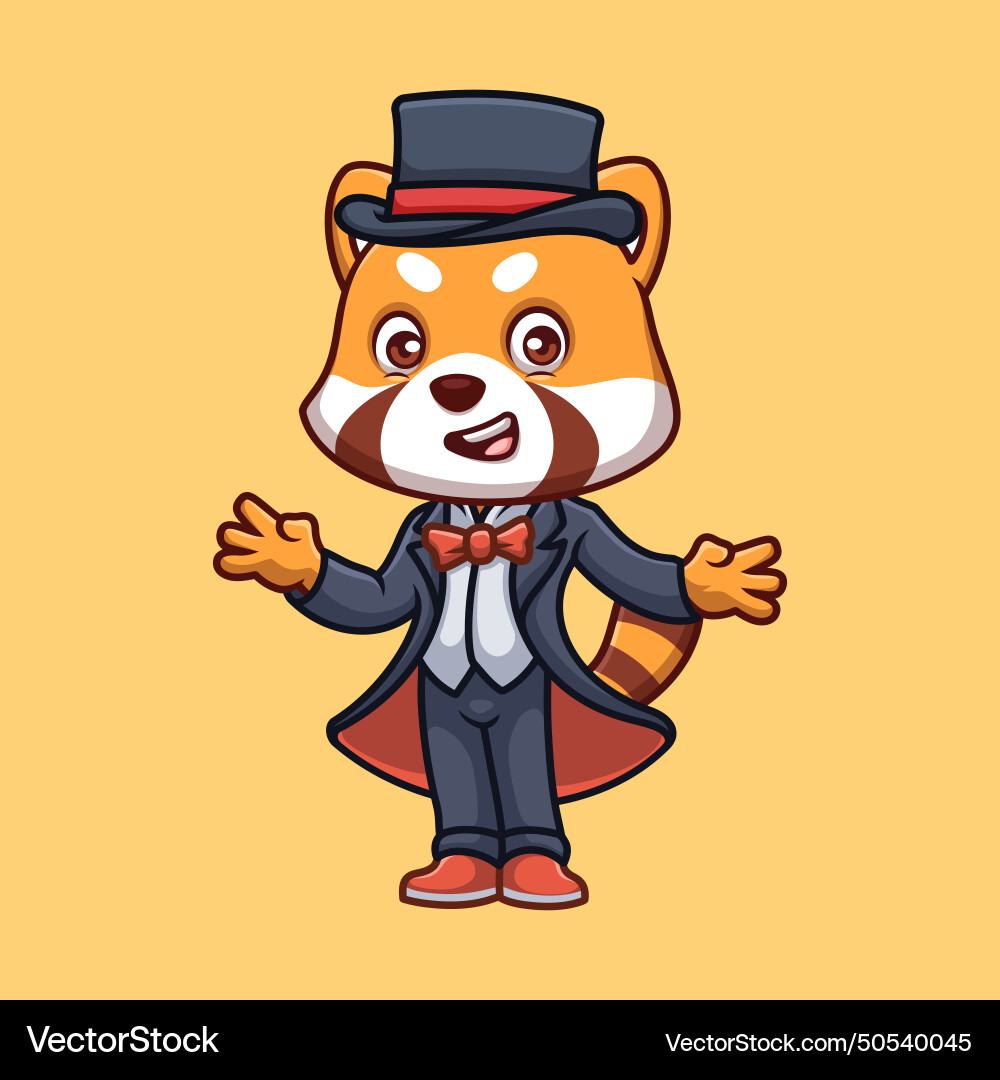 Magician red panda cute cartoon Royalty Free Vector Image