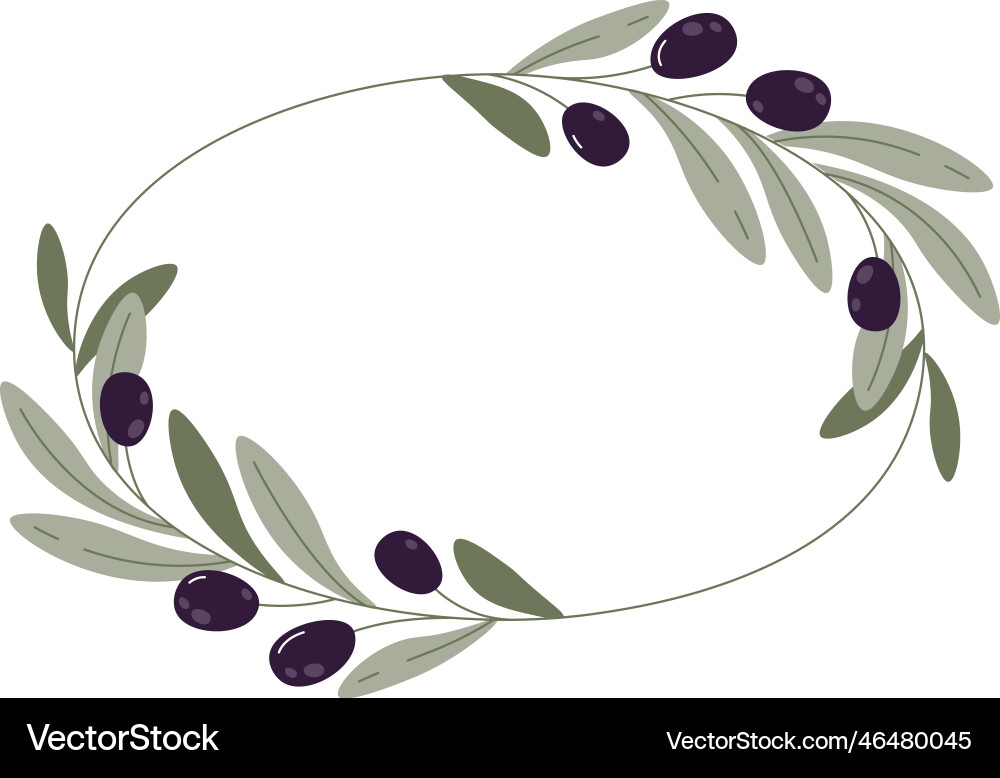 Olive floral oval frame Royalty Free Vector Image