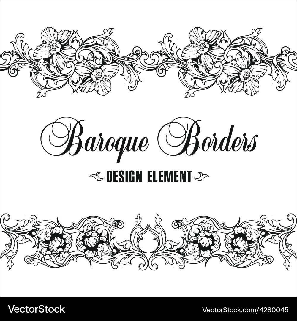 Ornamental border frame baroque pattern seamless Vector Image