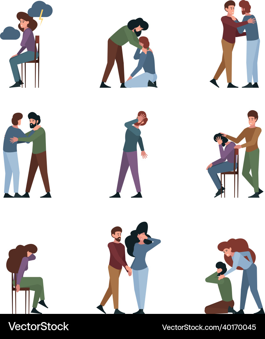 Psychological problems friends mental helping Vector Image