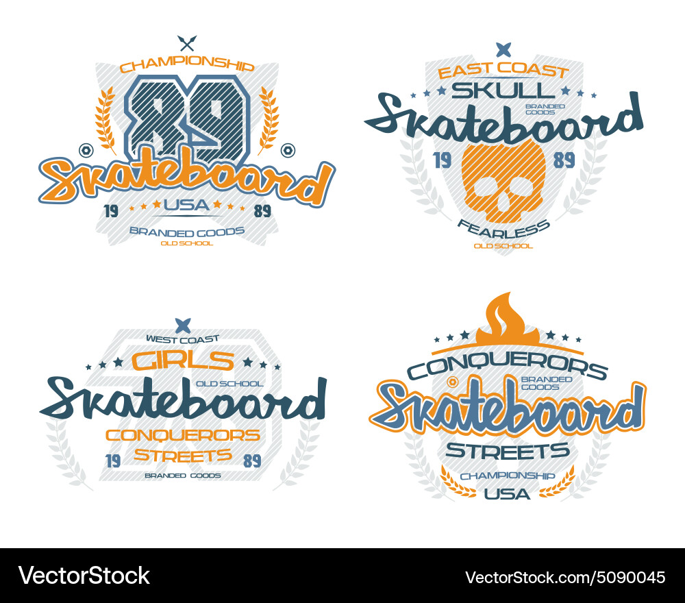 Skateboard emblems for t shirt Royalty Free Vector Image