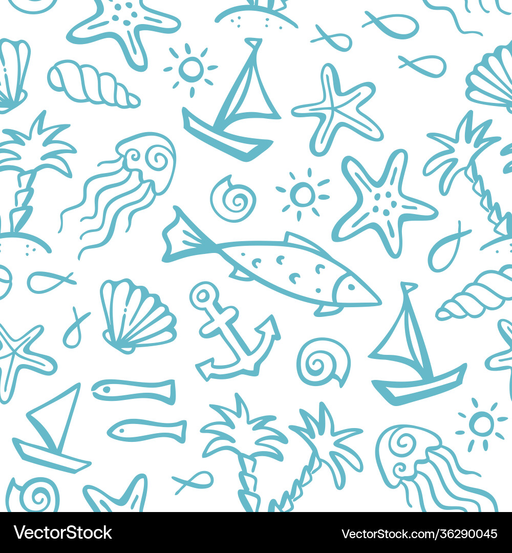 Summer outline boundless background Royalty Free Vector