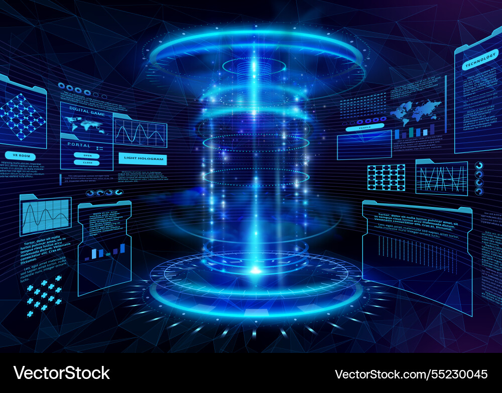 Tech background digital game hud 3d lab hologram Vector Image