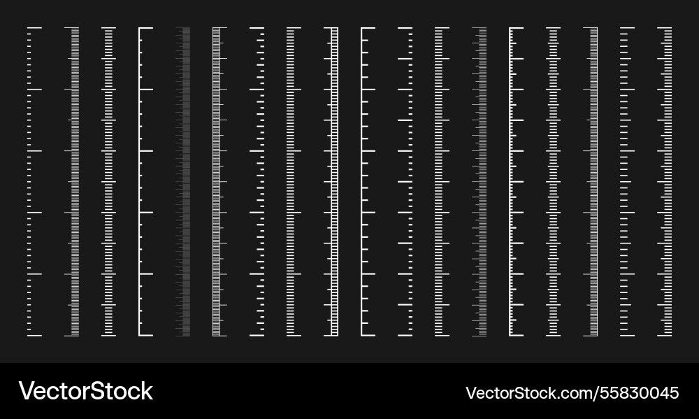 Vertical measurement scales with divisions Vector Image