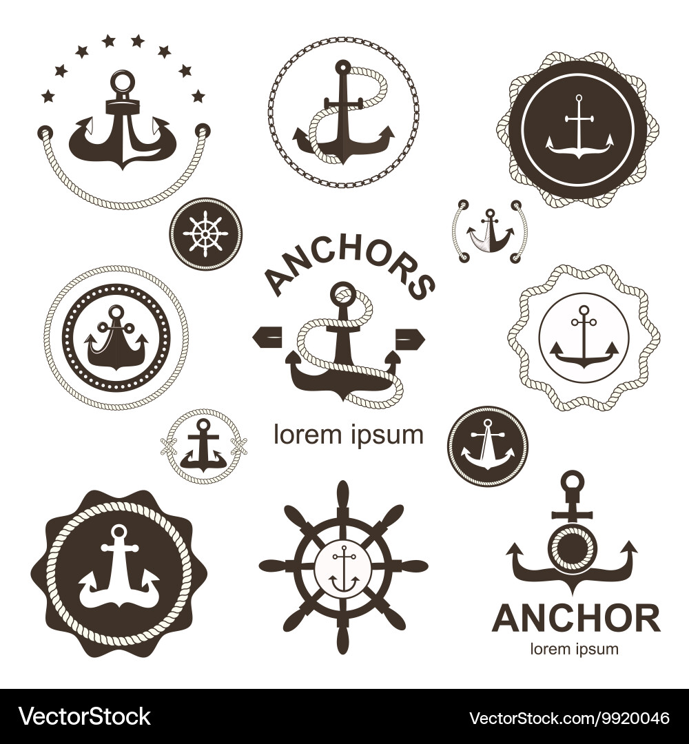 Anchor symbols set Royalty Free Vector Image - VectorStock