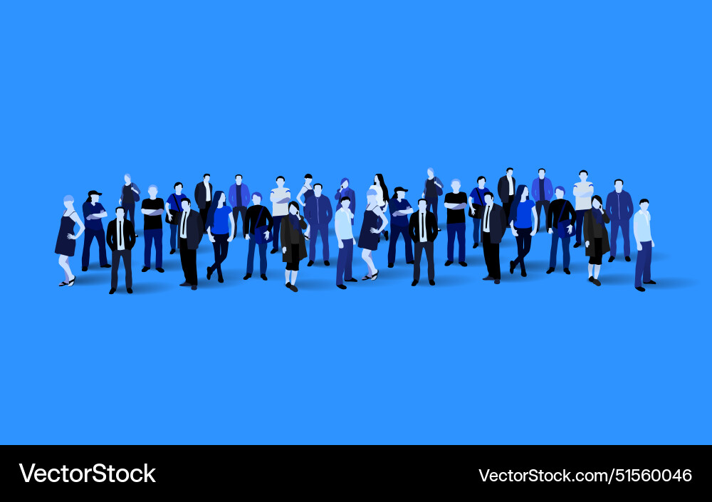Big people crowd on blue background Royalty Free Vector