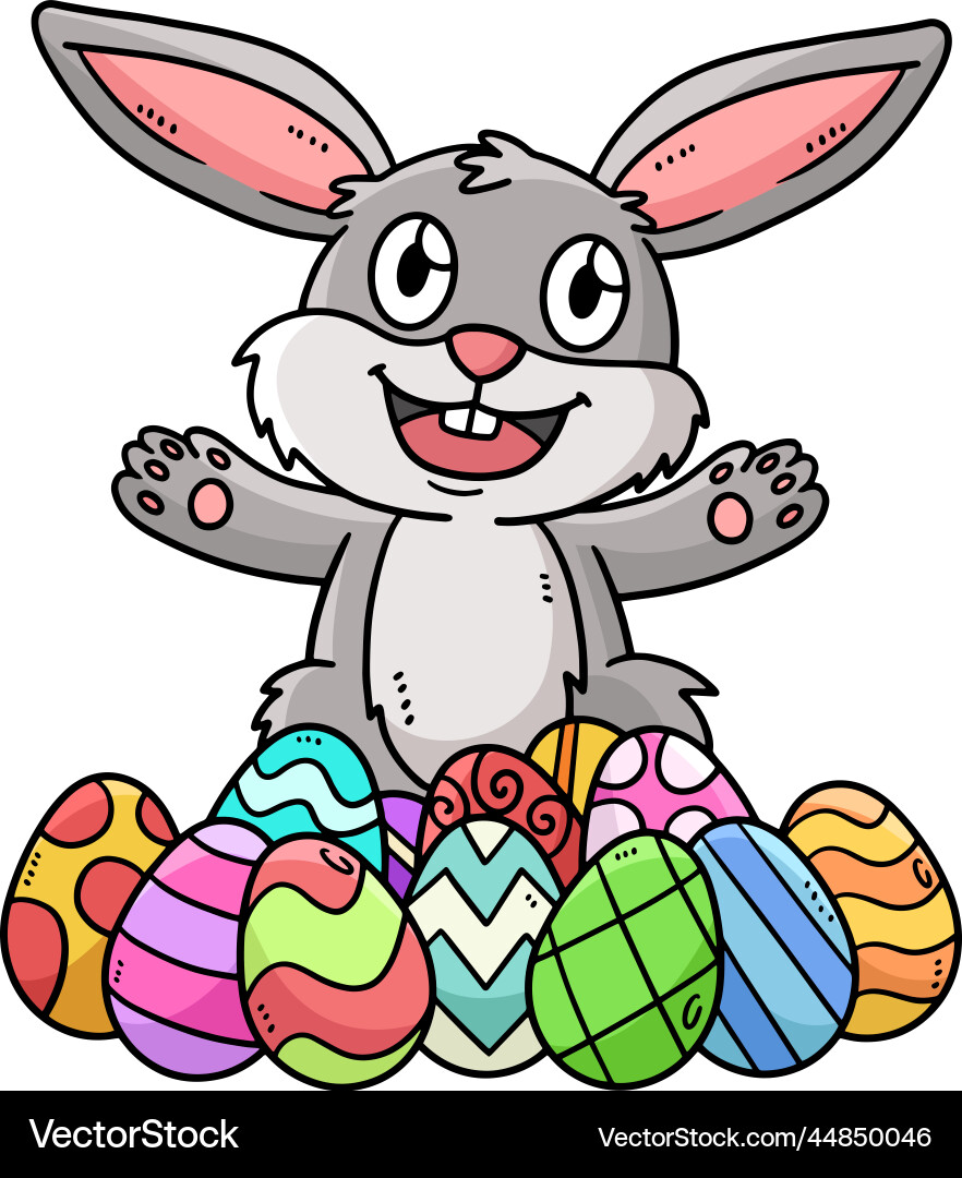 Bunny with easter egg cartoon colored clipart Vector Image