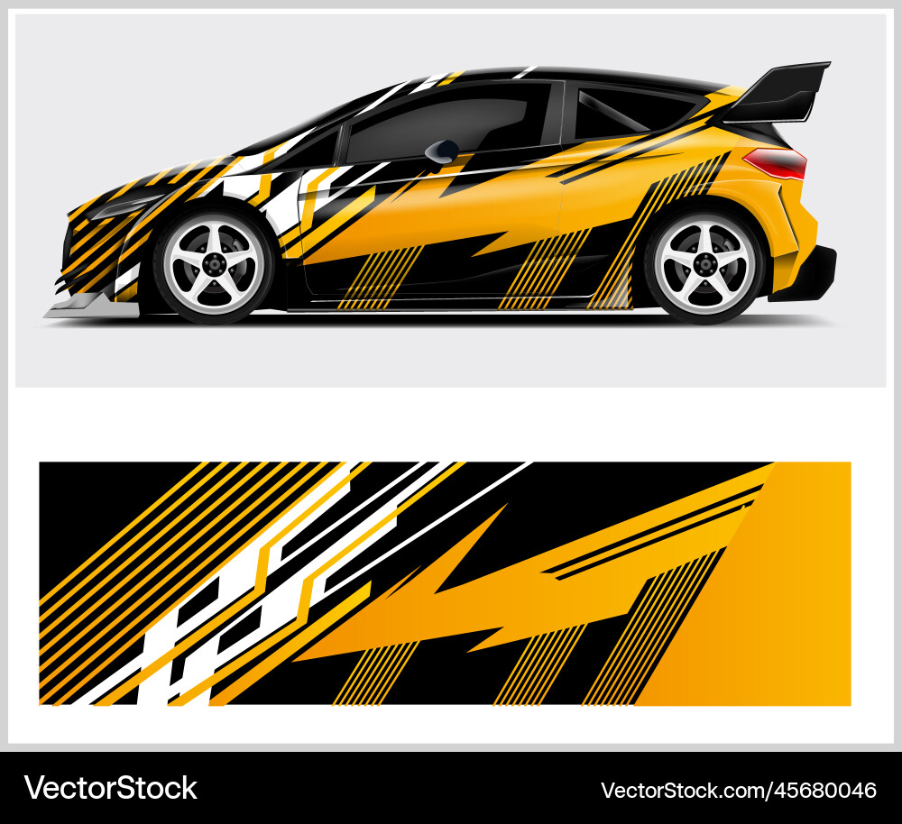 Car decal wrap design for racing Royalty Free Vector Image