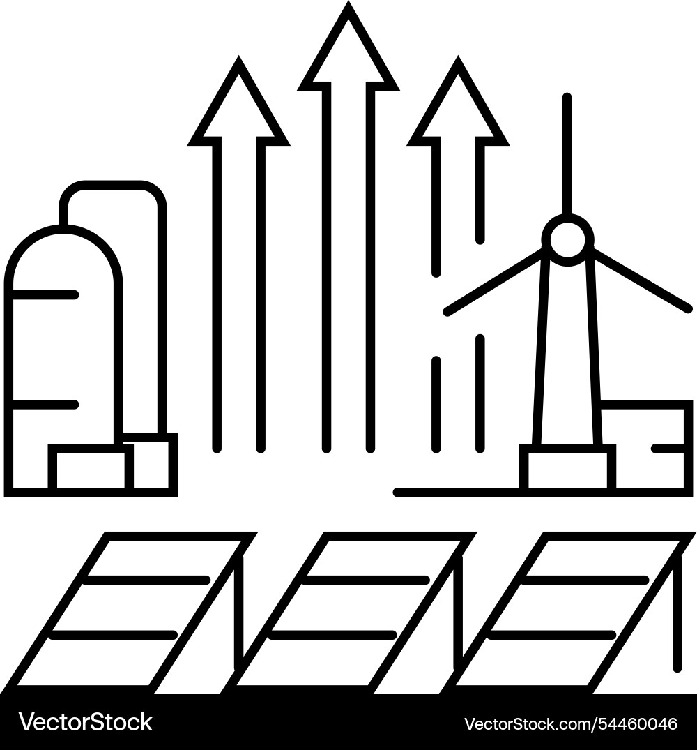 Clean energy incentives line icon Royalty Free Vector Image