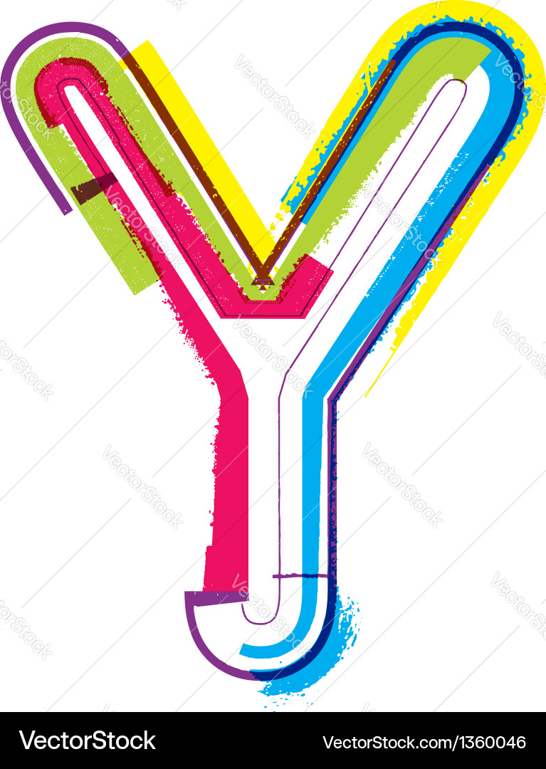 Colorful grunge font letter y Royalty Free Vector Image