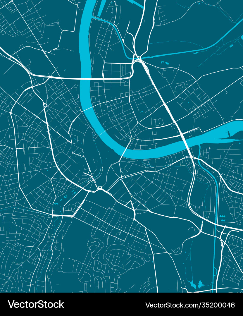 Detailed map basel city linear print Royalty Free Vector