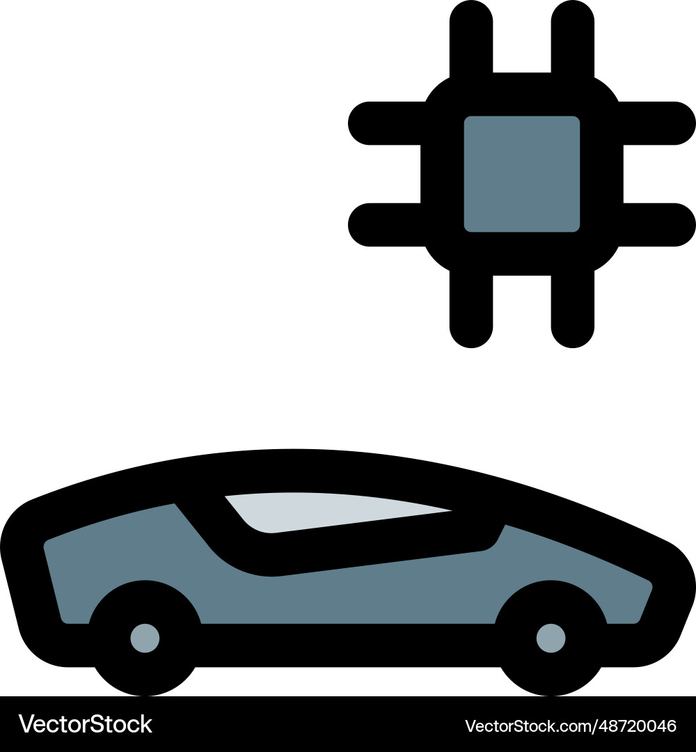 Ev car with microchip embedded isolated on white Vector Image