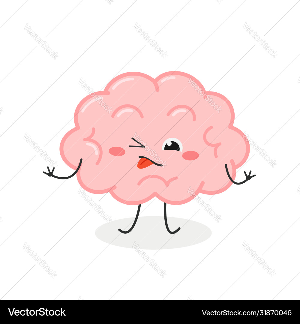 Funny cartoon brain with disgusted facial Vector Image