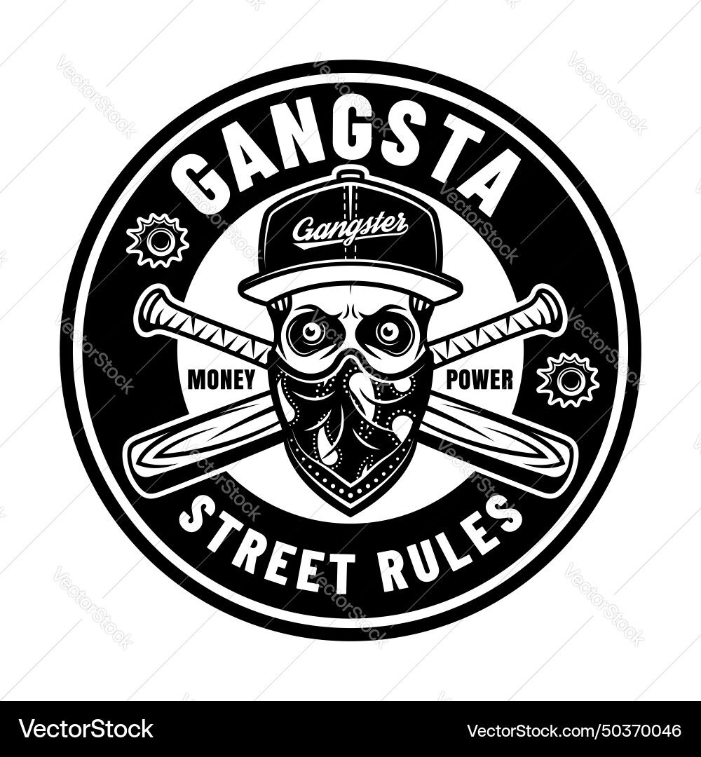 Gangster emblem in monochrome style Royalty Free Vector