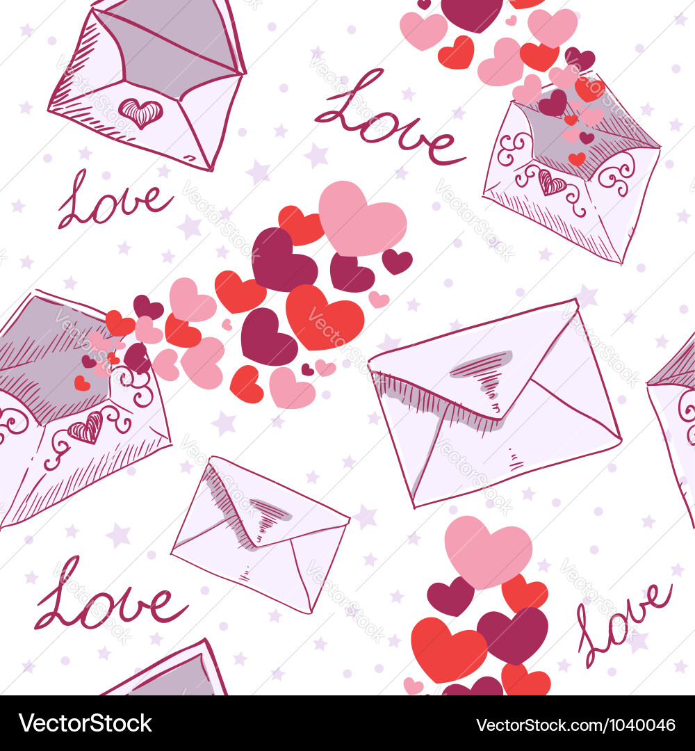 Love letter valentine seamless texture Royalty Free Vector
