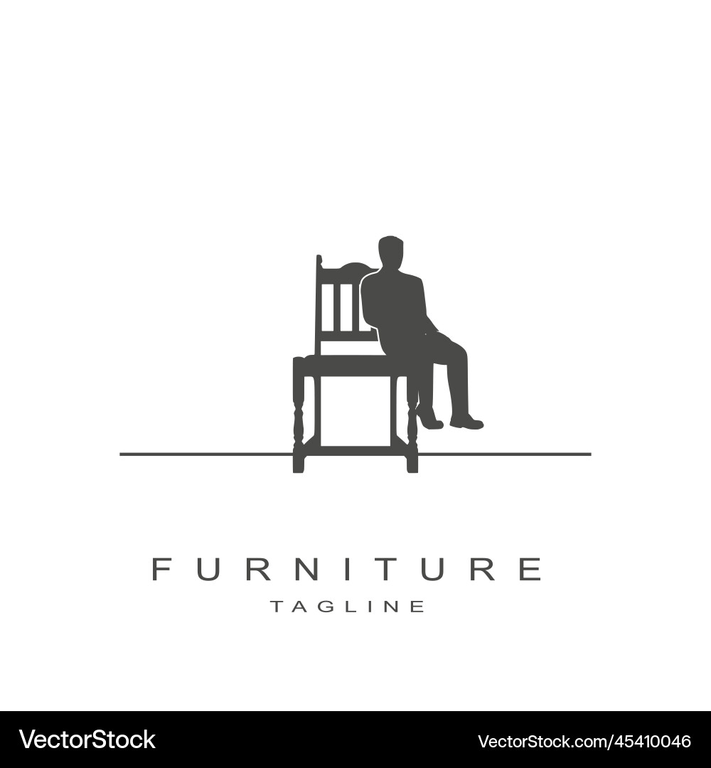 Man sitting on a chair logo design isolated Vector Image