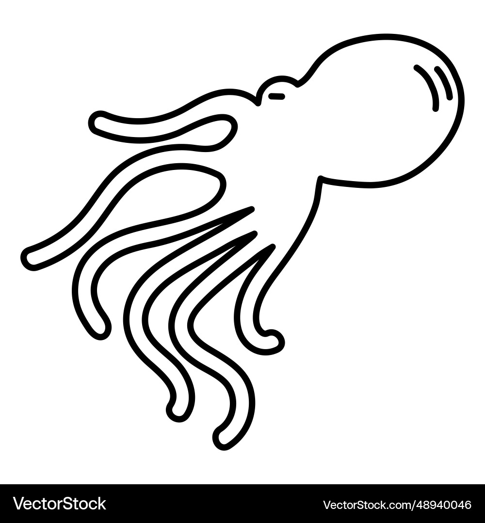 Octopus sea animal line art Royalty Free Vector Image