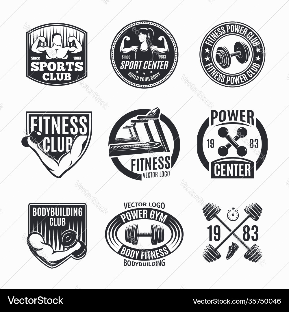 Power fitness logo set Royalty Free Vector Image