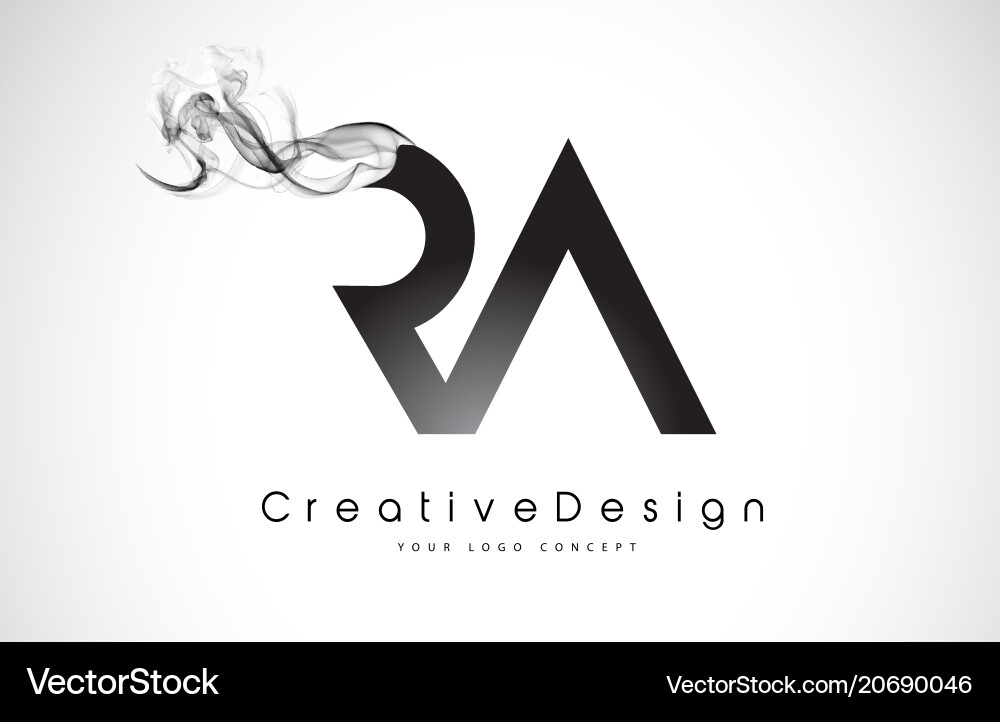 Ra letter logo design with black smoke Royalty Free Vector