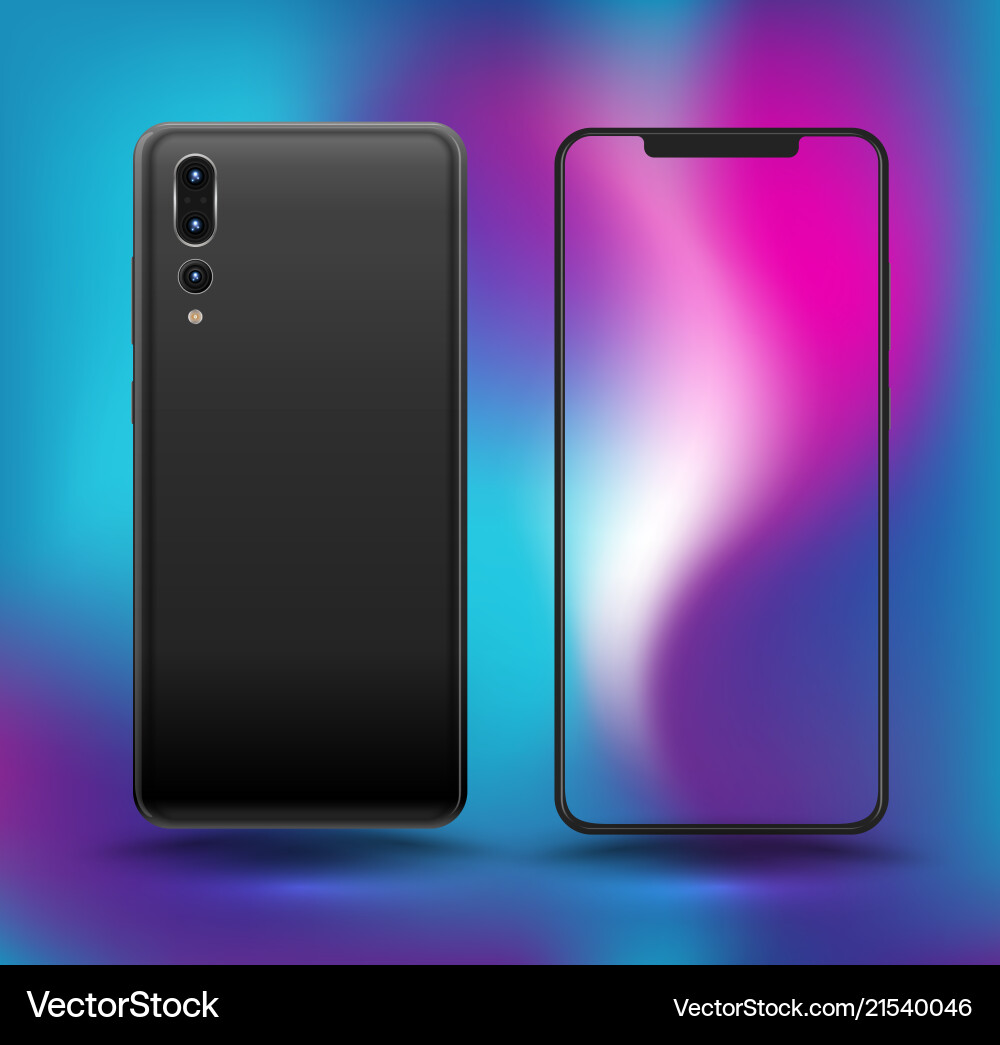 Realistic smartphones mockups blue colour Vector Image