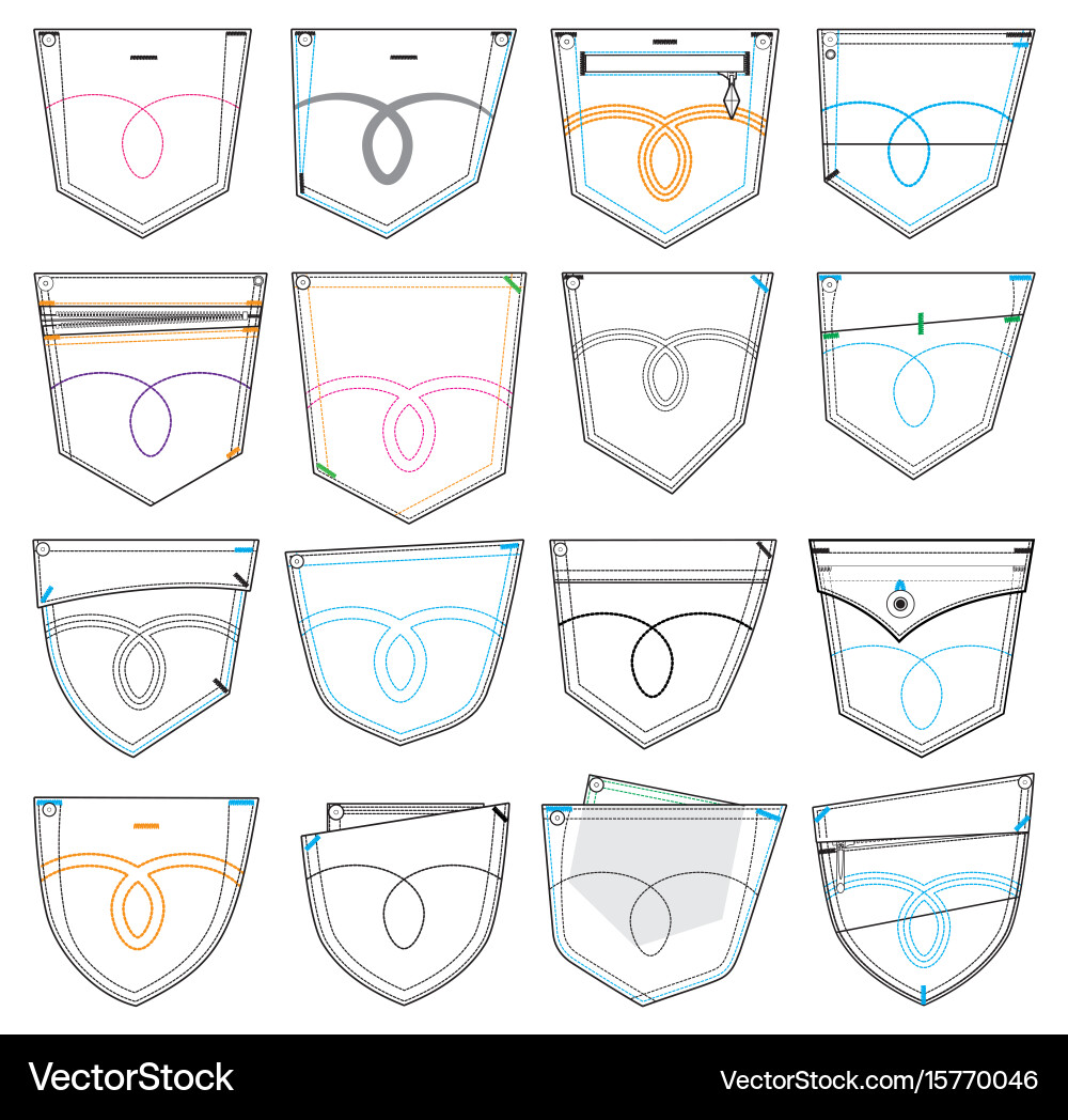 Set of pockets shapes Royalty Free Vector Image
