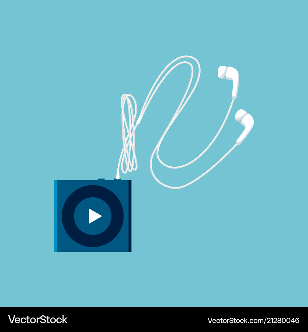 Small mp3 player sketch with white headphones Vector Image