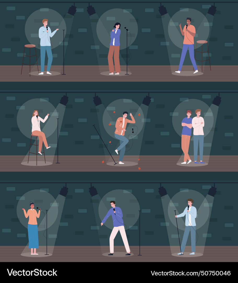 Stand up comedians banners Royalty Free Vector Image