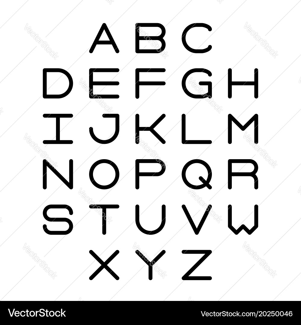 Stylized thin font and alphabet Royalty Free Vector Image