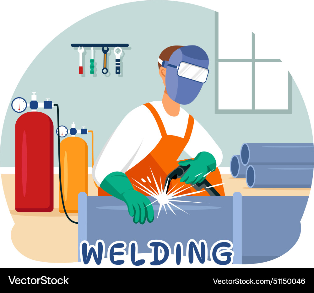 Welding service with professional welder job weld Vector Image