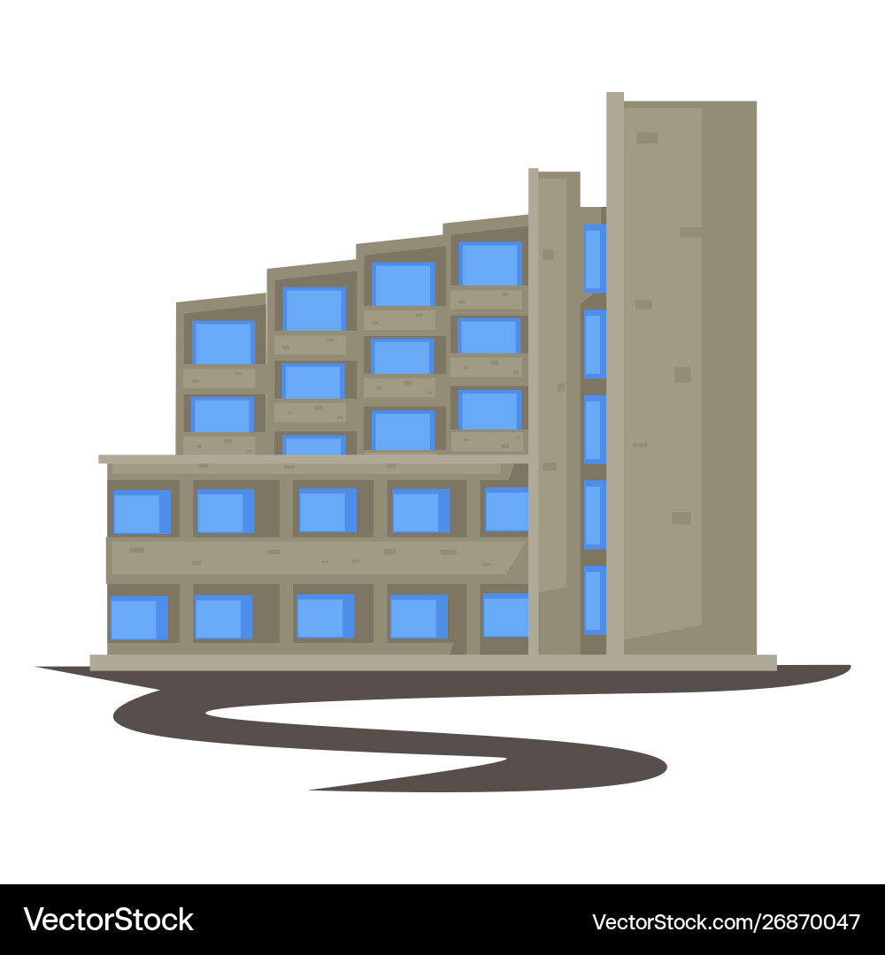1970s building concrete construction in 70s style Vector Image