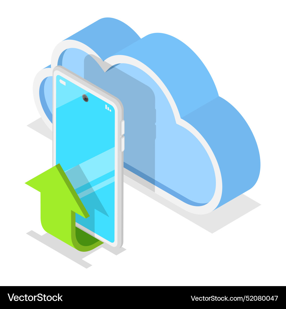 3d isometric flat icon set cloud technologies Vector Image