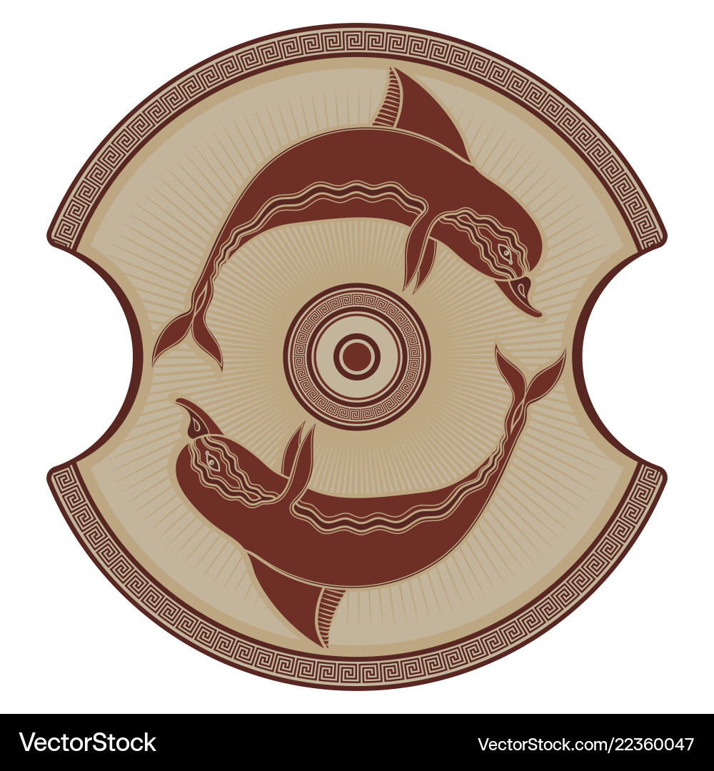 Ancient greek shield the image of a dolphin Vector Image