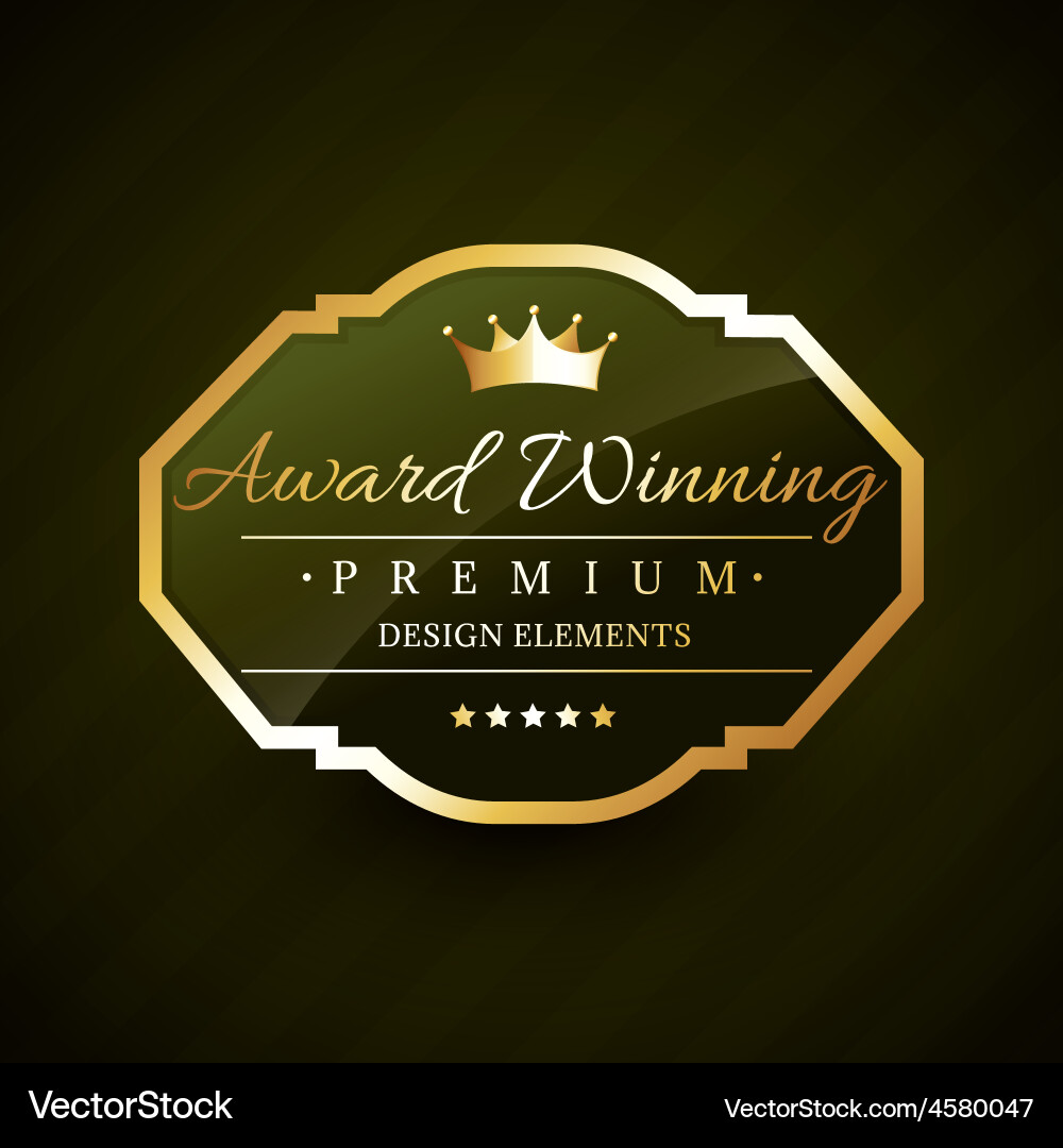 Beautiful award winning golden label Royalty Free Vector